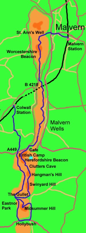 Malvern 'Switchback' Map :: Brilwalks.Com